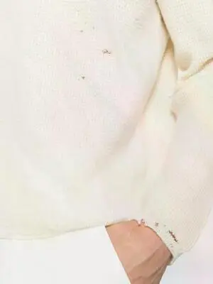 SECOND / LAYER Distressed Waffle-knit Sweater