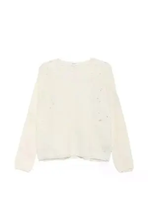 SECOND / LAYER Distressed Waffle-knit Sweater