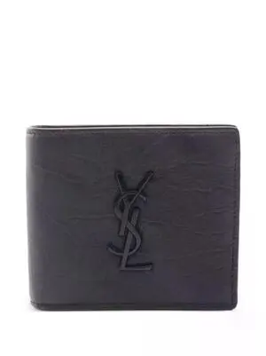Saint Laurent 2020s Monogram Crocodile-effect Wallet - Black