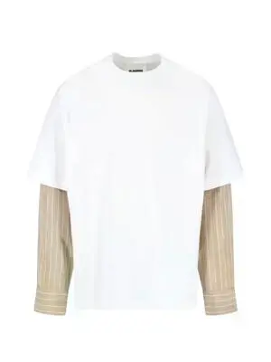JIL SANDER Layered Striped-sleeve T-shirt
