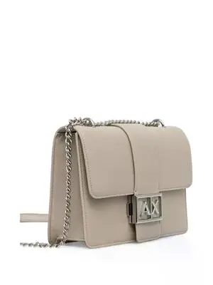 Armani Exchange Logo Plaque Chain Strap Crossbody Bag - White