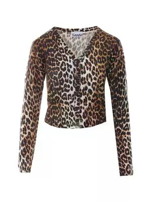 GANNI GANNI Leopard-Pattern V-Neck Cardigan