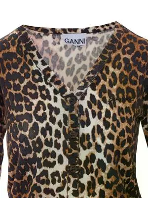 GANNI Leopard-pattern V-neck Cardigan