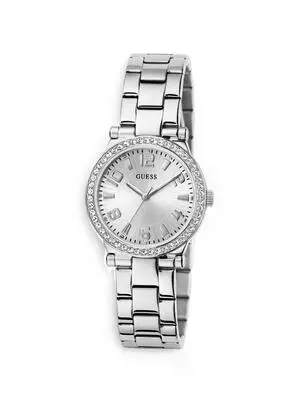 Guess Crystal Bezel 30mm Watch - Silver