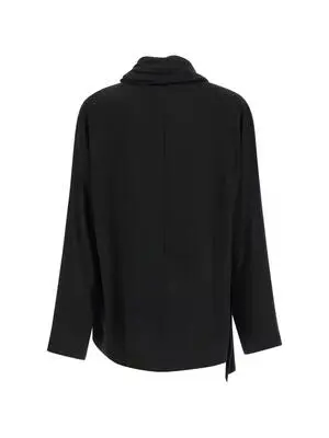 NUDE Draped-panel Asymmetrical Blouse - Black