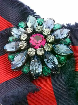 Gucci 2010s Web Grosgrain Rhinestone-embellishment Brooch