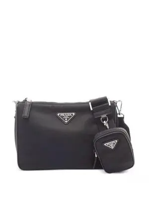 Prada Saffiano Leather Shoulder Bag With Enamelled Triangle Logo