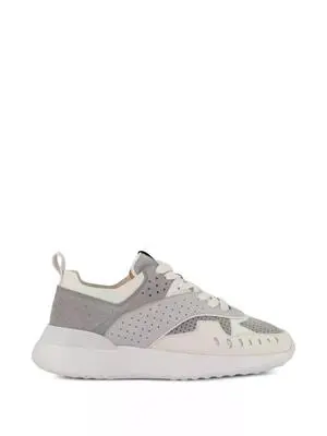 TOD'S Perforated-details Lace-up Panelled Sneakers - Grey