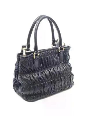 Prada Gaufre Ruched-leather Tote Bag