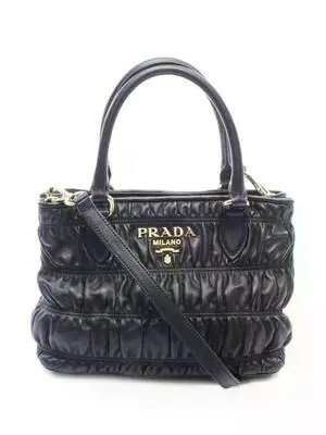 Prada Gaufre Ruched-leather Tote Bag - Black