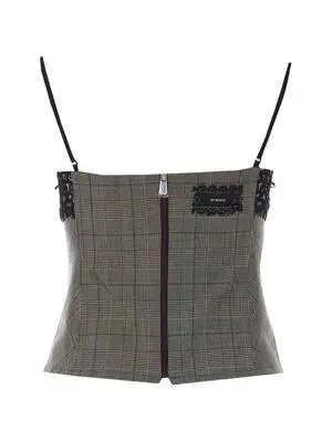 Pinko Check Top With Lace