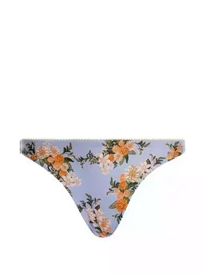 Agua Bendita Floral-print Bikini Bottom - Blue