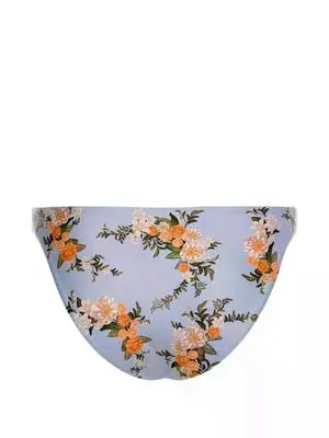 Agua Bendita Floral-print Bikini Bottom - Blue