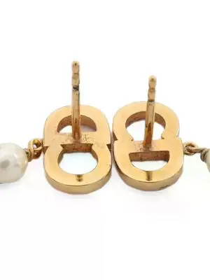 Dior 2010s Cd Logo Faux-pearl Earrings - Gold