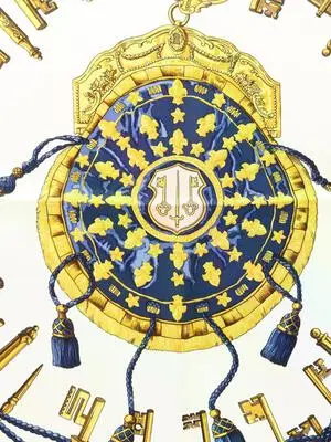 Hermès 2010s 90 Carré Les Cles Scarf - White