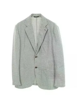 Hermès 1990-2000s Check Seersucker Button-fastening Blazer - Black