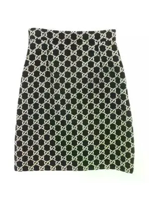 Gucci 2010s Gg Pattern Tweed Mini Skirt - Black