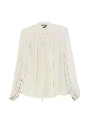 TOM FORD Pleated Pussy-bow Shirt - Neutrals