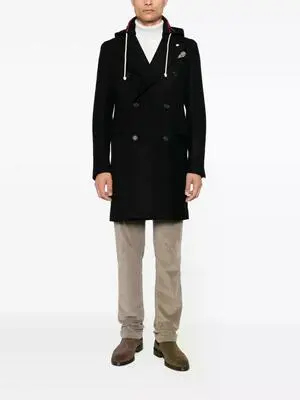 MANUEL RITZ Double-breasted Hooded Coat - Black