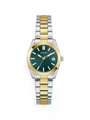 Guess Two-tone Date Watch - Green