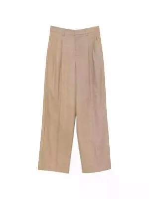 ROSSI Noa Pleated Wide Leg Trousers - Neutrals
