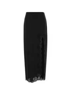 Valentino Garavani Lace-trim Crepe Satin Skirt - Black