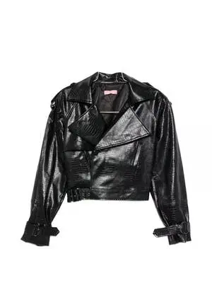 TWENTY FOURHAITCH New Bulut Croc-effect Biker Jacket