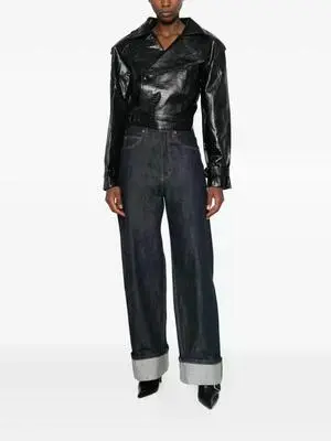 TWENTY FOURHAITCH New Bulut Croc-effect Biker Jacket