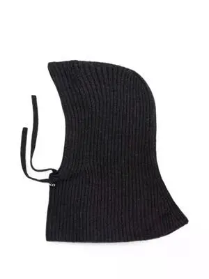 Pinko Ribbed-knit Drawstring Balaclava - Grey