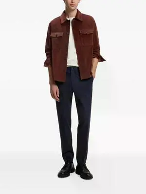 BOSS Relaxed-fit Blazer In Micro-pattern Stretch Cotton - Brown