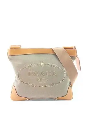 Prada 2000s Logo-jacquard Shoulder Bag - Neutrals