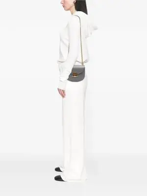Celine 2023 Teen Shiny Calfskin Triomphe Besace Clea Chain Crossbody Bag - Grey