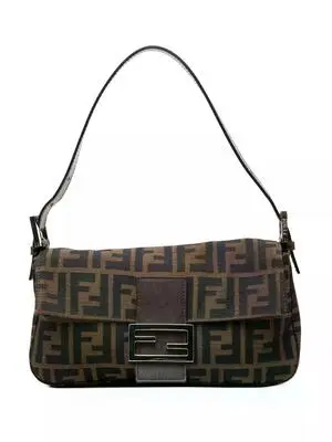 Fendi 1997-2000 Zucca Canvas Baguette Shoulder Bag - Brown