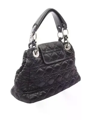 Dior 2000-2015 Medium Satin Cannage Charming Lock Tote Bag - Black