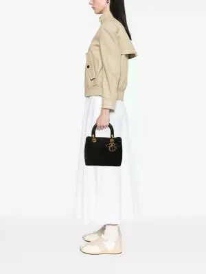 Dior 1997 Medium Suede Cannage Lady Satchel - Black