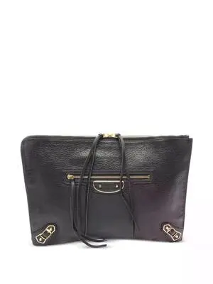 Balenciaga 2010s Metallic Edge Clutch Bag - Black