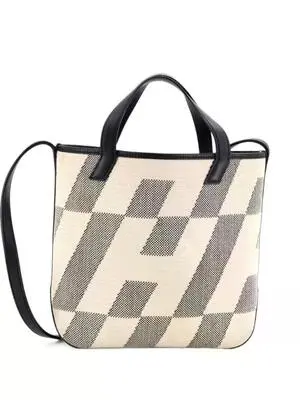 Hermès Cabas H En Biais Tote Canvas And Leather Shoulder Bag - Black
