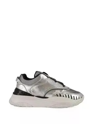 TOD'S Perforated Panelled Sneakers - Silver