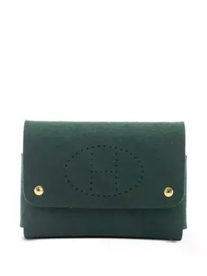 Hermès Felt Pouch With Perforated H Logo - Green