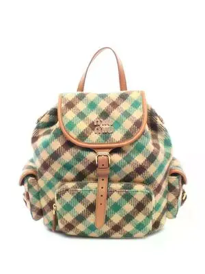 Miu Miu Check Pattern Leather Trim Backpack - Neutrals