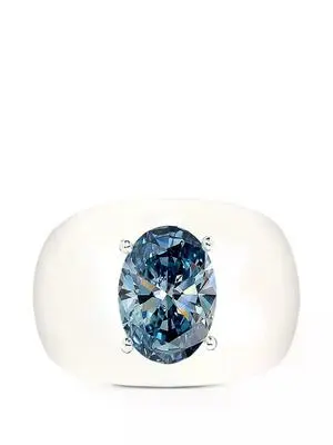 SOLO FOR DIAMONDS Oval-cut Diamond Ring With Chunky Band - White