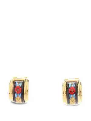 Hermès Tone Enamel Floral Motif Clip-on Earrings - Gold