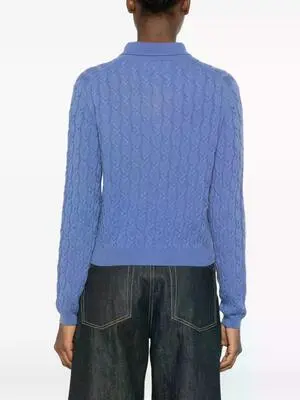 ALLUDE Cable-knit Polo-collar Cardigan