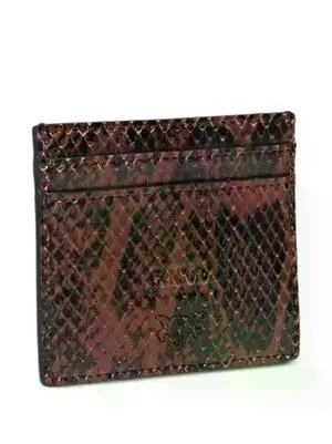 Pinko Love Birds Snakeskin-effect Card Holder - Brown