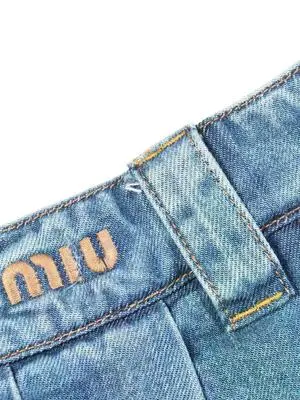 Miu Miu 2010s Pleated Denim Mini Skirt