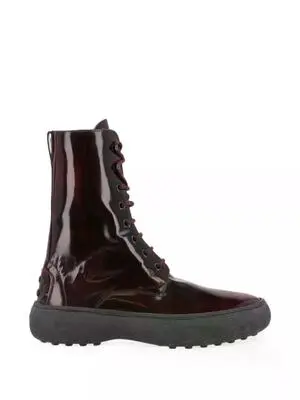 TOD'S Lace-up Gomma Boots - Red
