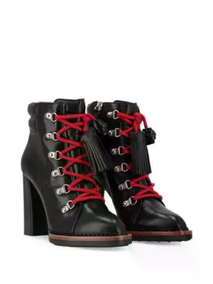 TOD'S Lace-up Tassel Leather Ankle Boots