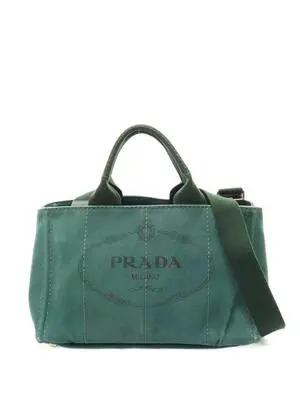 Prada 2000s Canapa Logo-print Tote Bag - Green