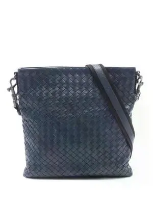 Bottega Veneta 2000s Intrecciato Messenger Bag - Blue