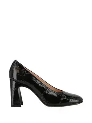 TOD'S Crinkled-effect Leather Block Heel Pumps
